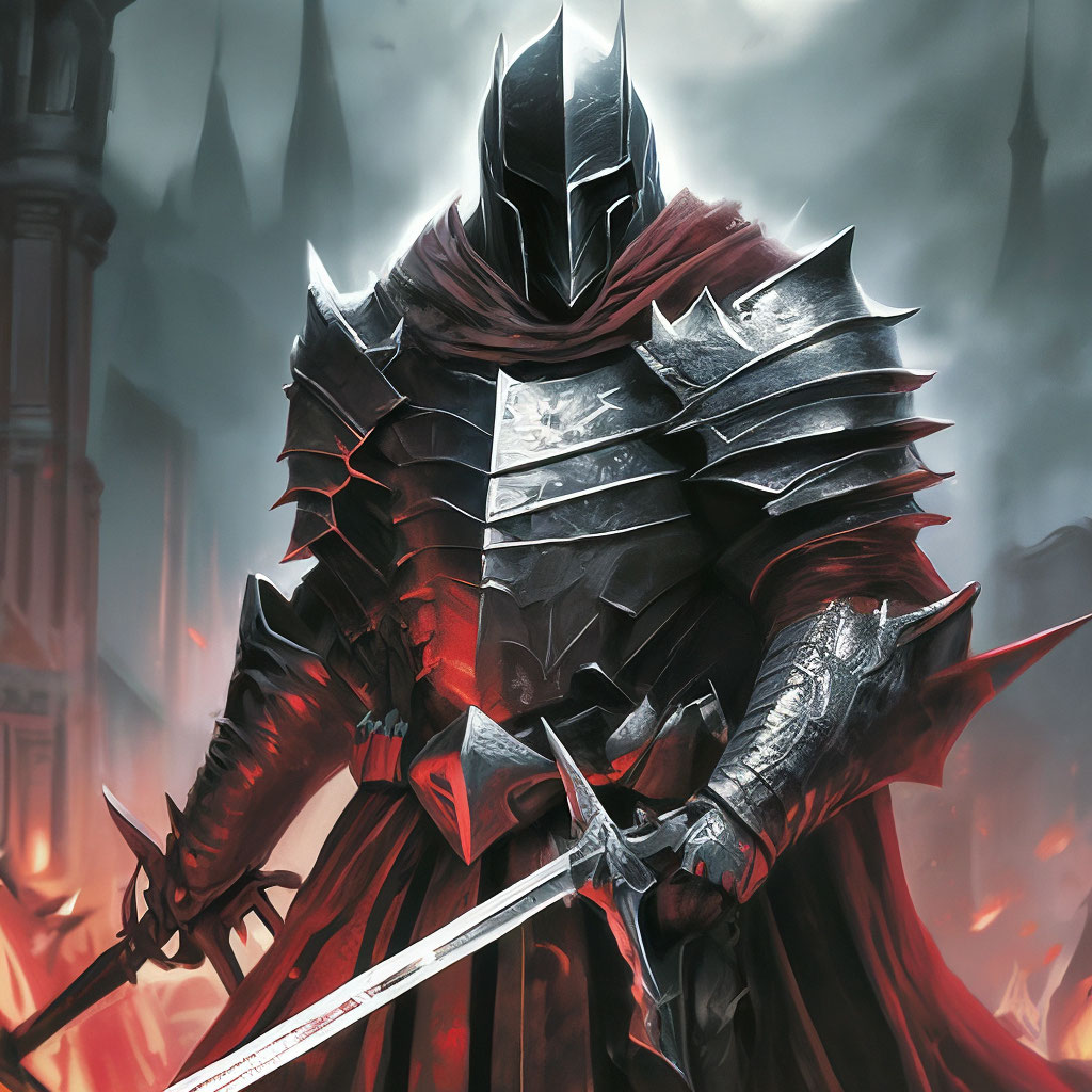 "The grim knight" — image created in Shedevrum