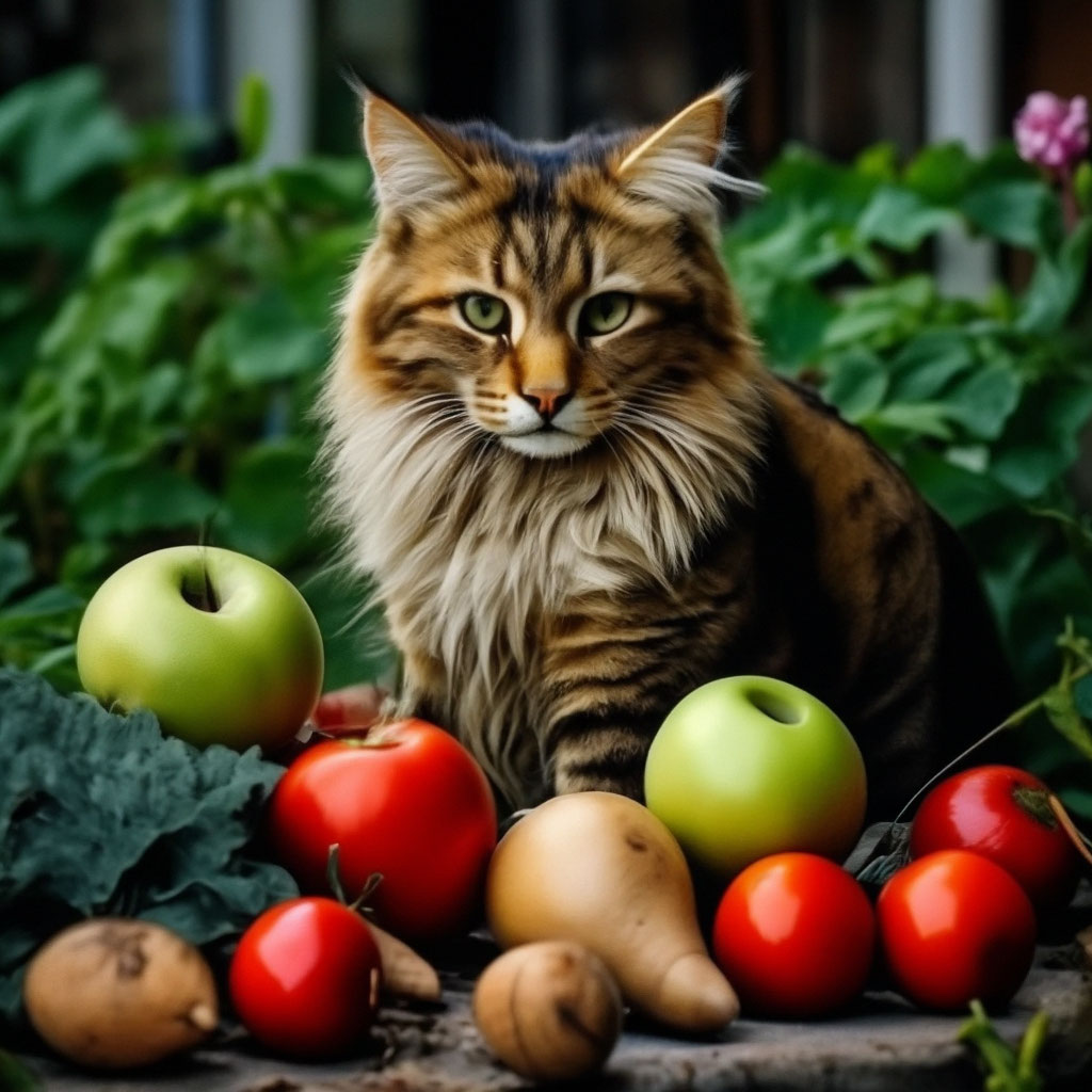 "The cat collects urazhay in the garden" — image created in Shedevrum