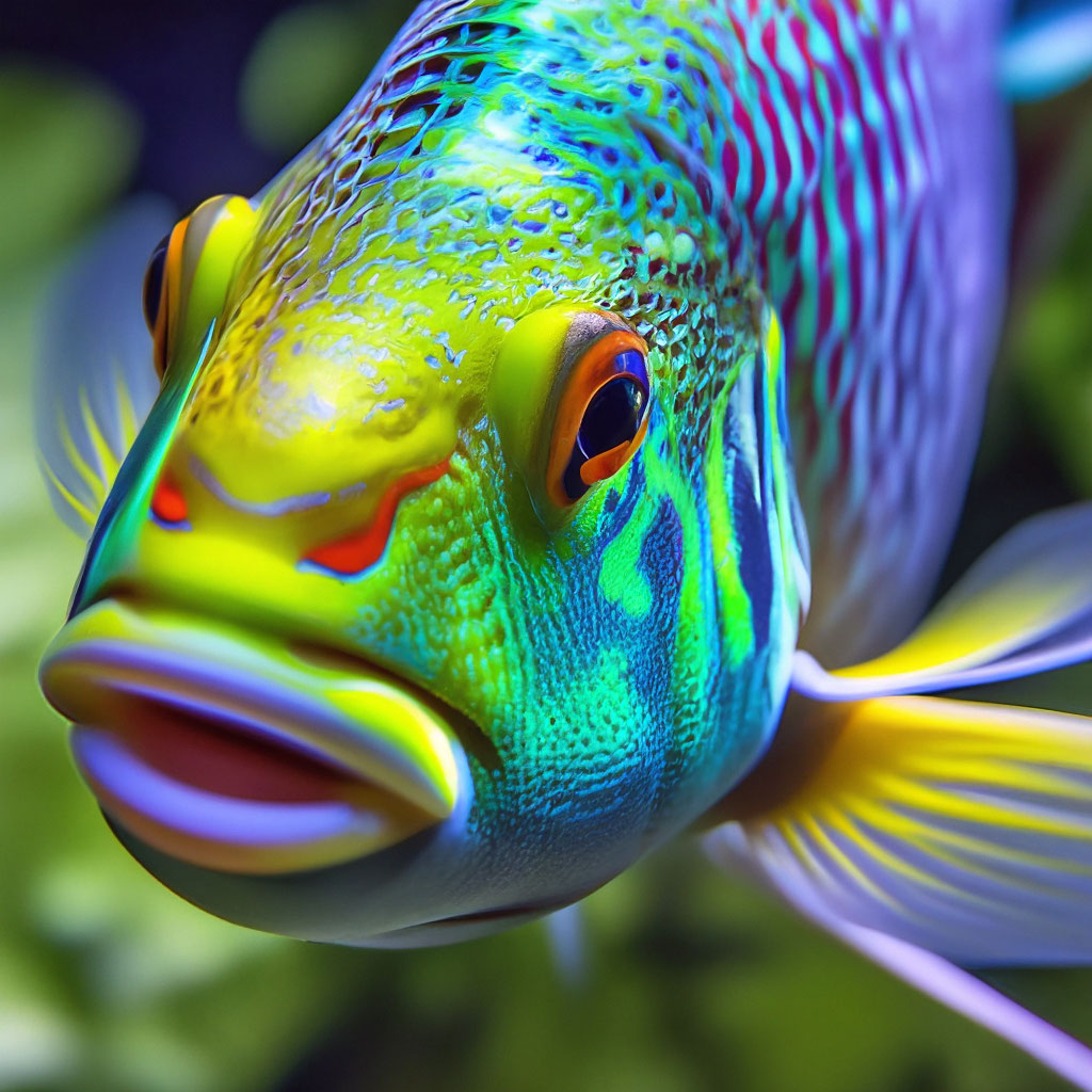 "Parrot cichlid fish, bent over on all fours, seductive appearance ...