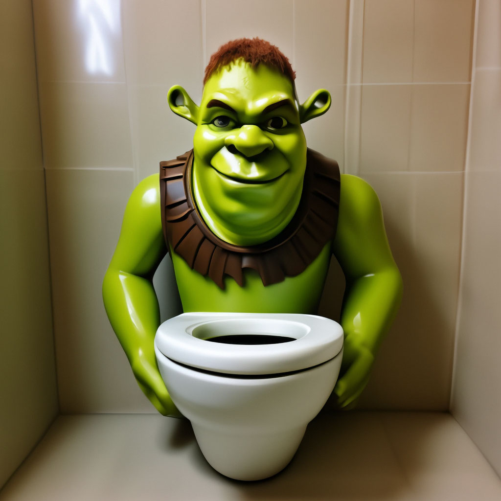 "A toilet bowl in the form of a Shrek" — image created in Shedevrum