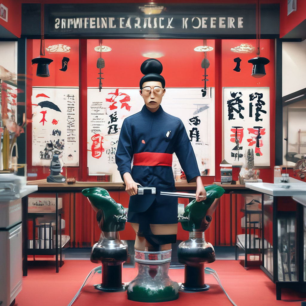 "Japanese barber" — image created in Shedevrum