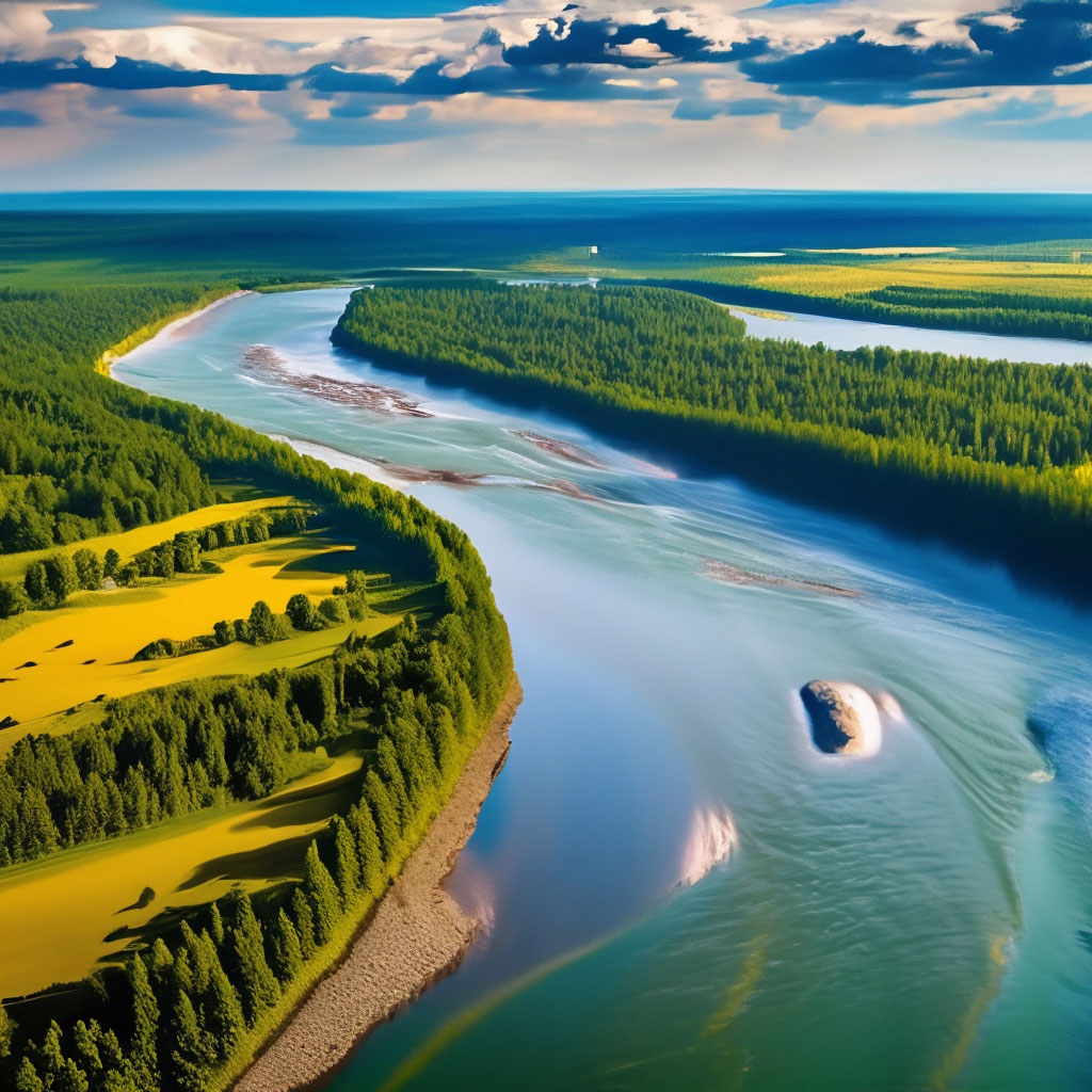 "The confluence of two rivers Shilka and Argun into one river ...