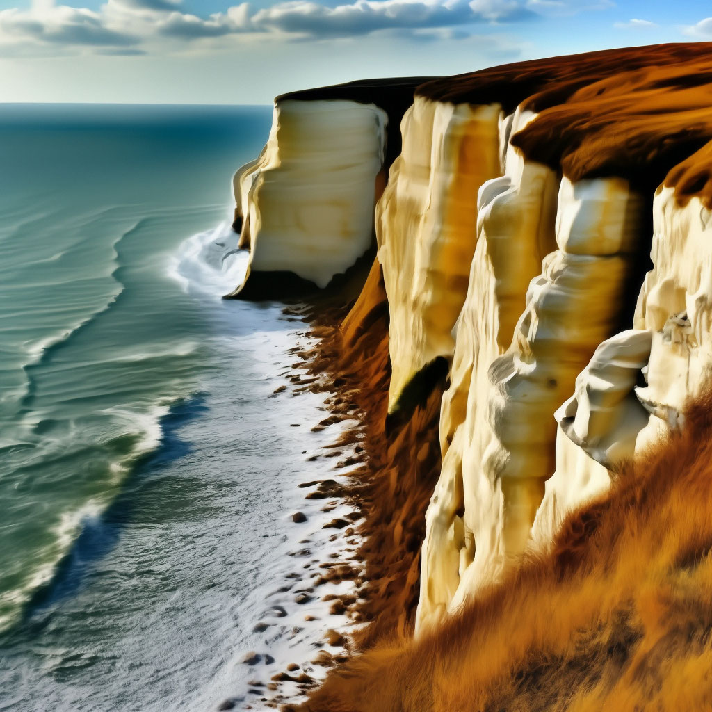 "Photography, hyperrealism, HDR, on the edge of a steep cliff, chalky ...