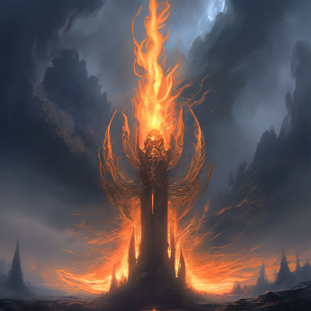 "Eternal flame, gloomy setting, detailed, epic" — image created in ...