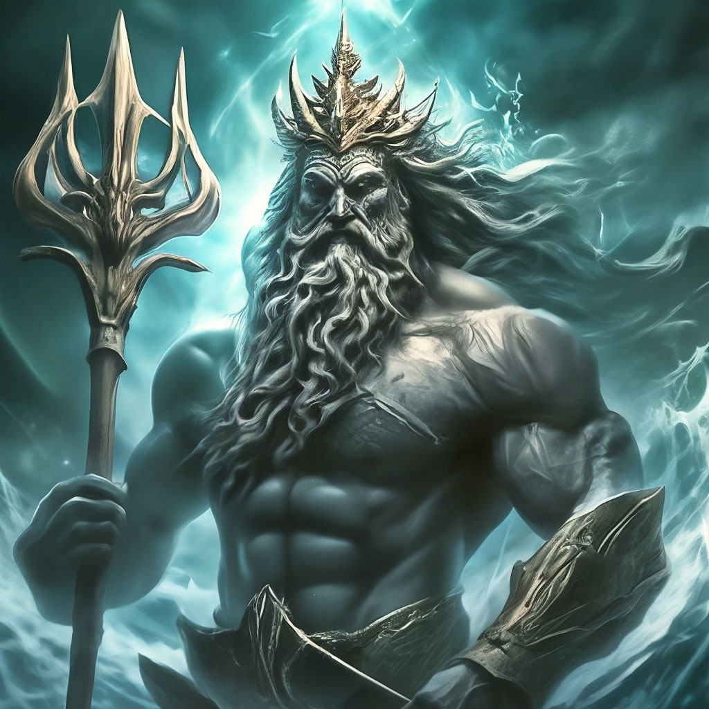 "Poseidon - b,og of the seas, with a trident in his hand, myth ...