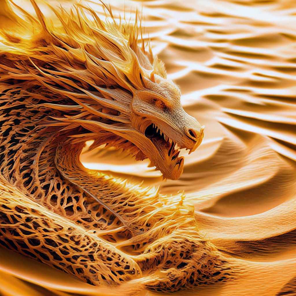 "Double exposure sand dunes in the form of a sand dragon, zintangle ...