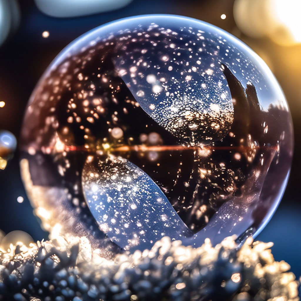 "A soap bubble in it is a reflection of the cosmos hyperrealism, detail ...