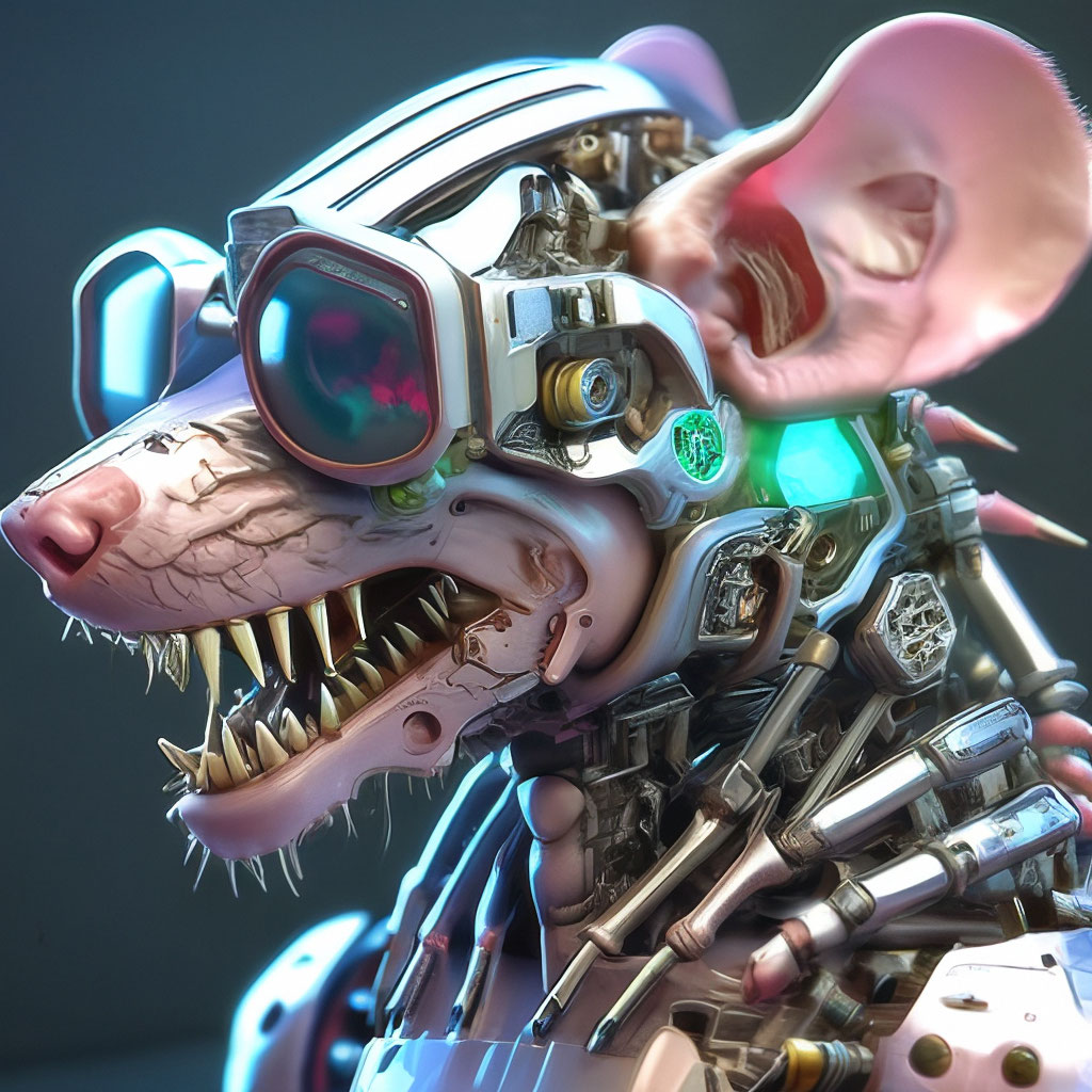 "Biomechanical ultra brutal aggressive hydraulic iridium zombie rat ...