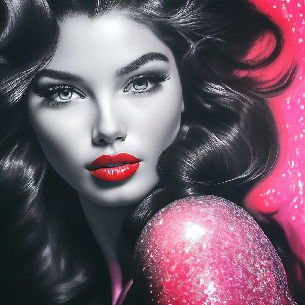 "Three-dimensional drawing with pencils, brunette girl, posing ...