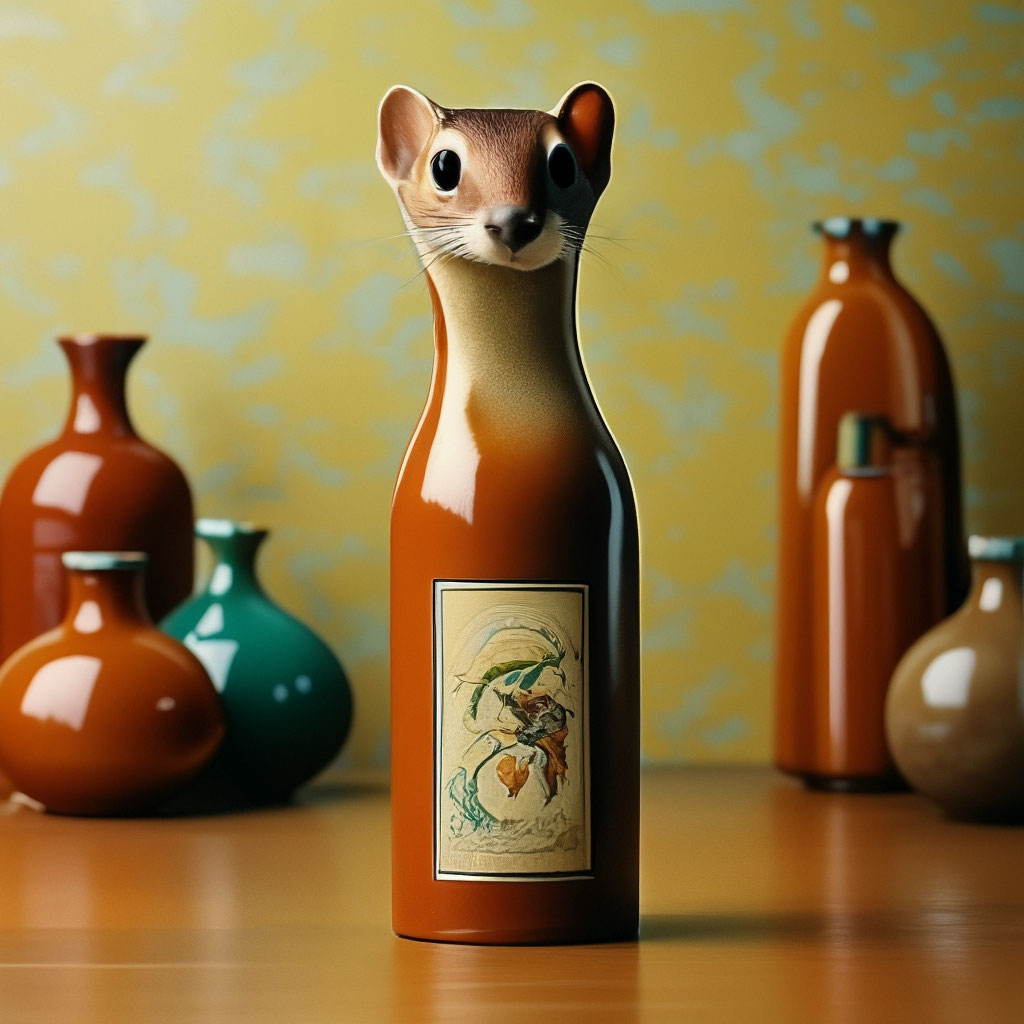 "Weasel 1 liter, surrealism" — image created in Shedevrum