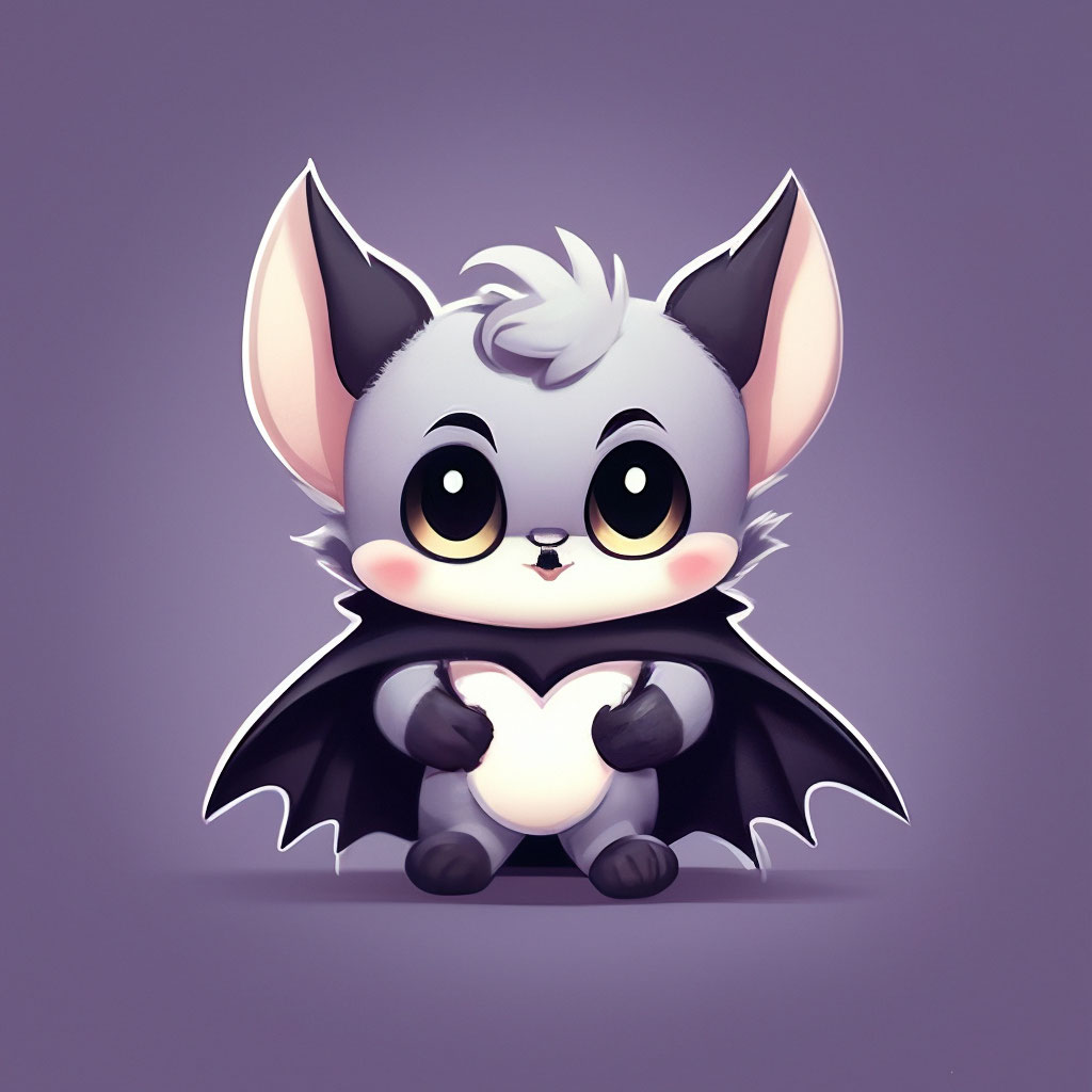 "Tiny fluffy cute Bat in Batman Costume, simple drawing, animation ...
