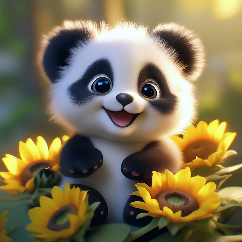 "Пандочка Realistic Tiny Mimic Fluffy Panda Girl, Big Eyes, Cute Smile ...