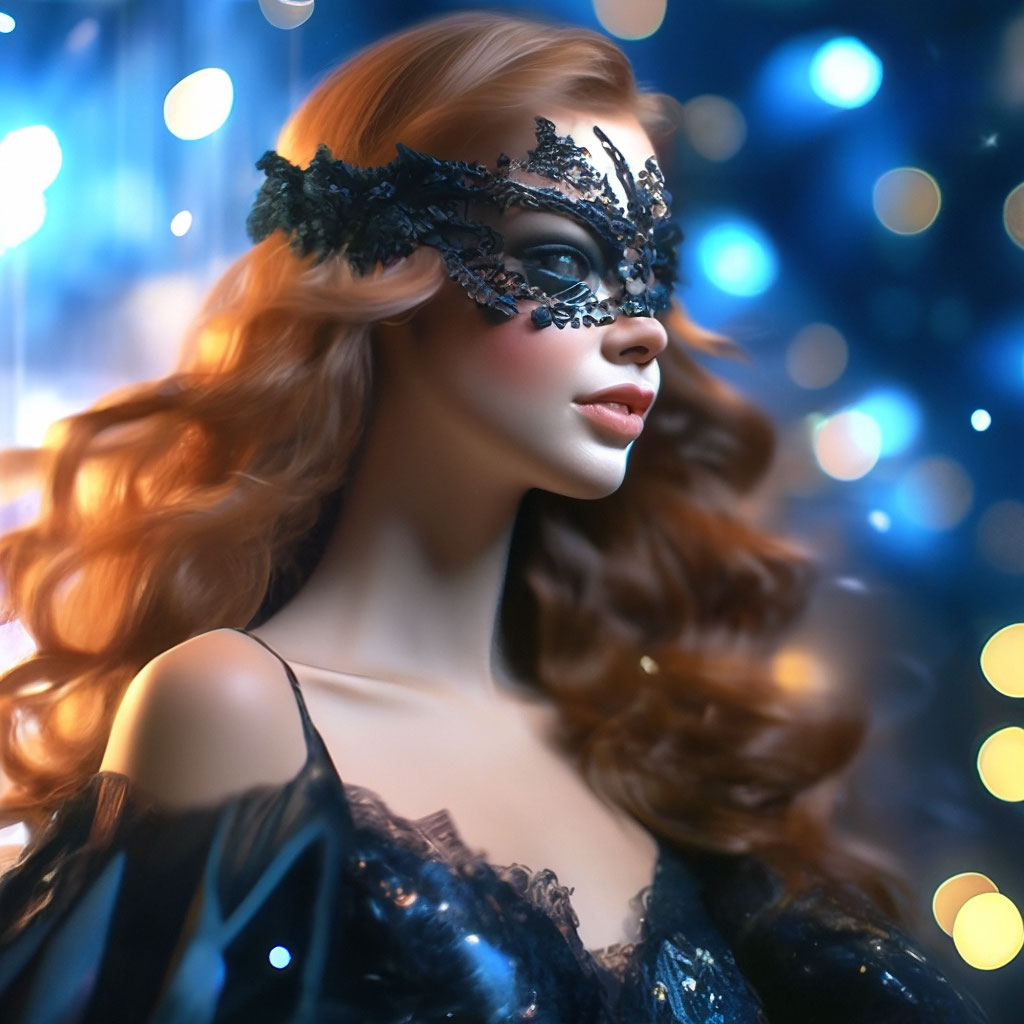 "A delicate girl in a translucent black dress made of chiffon ...