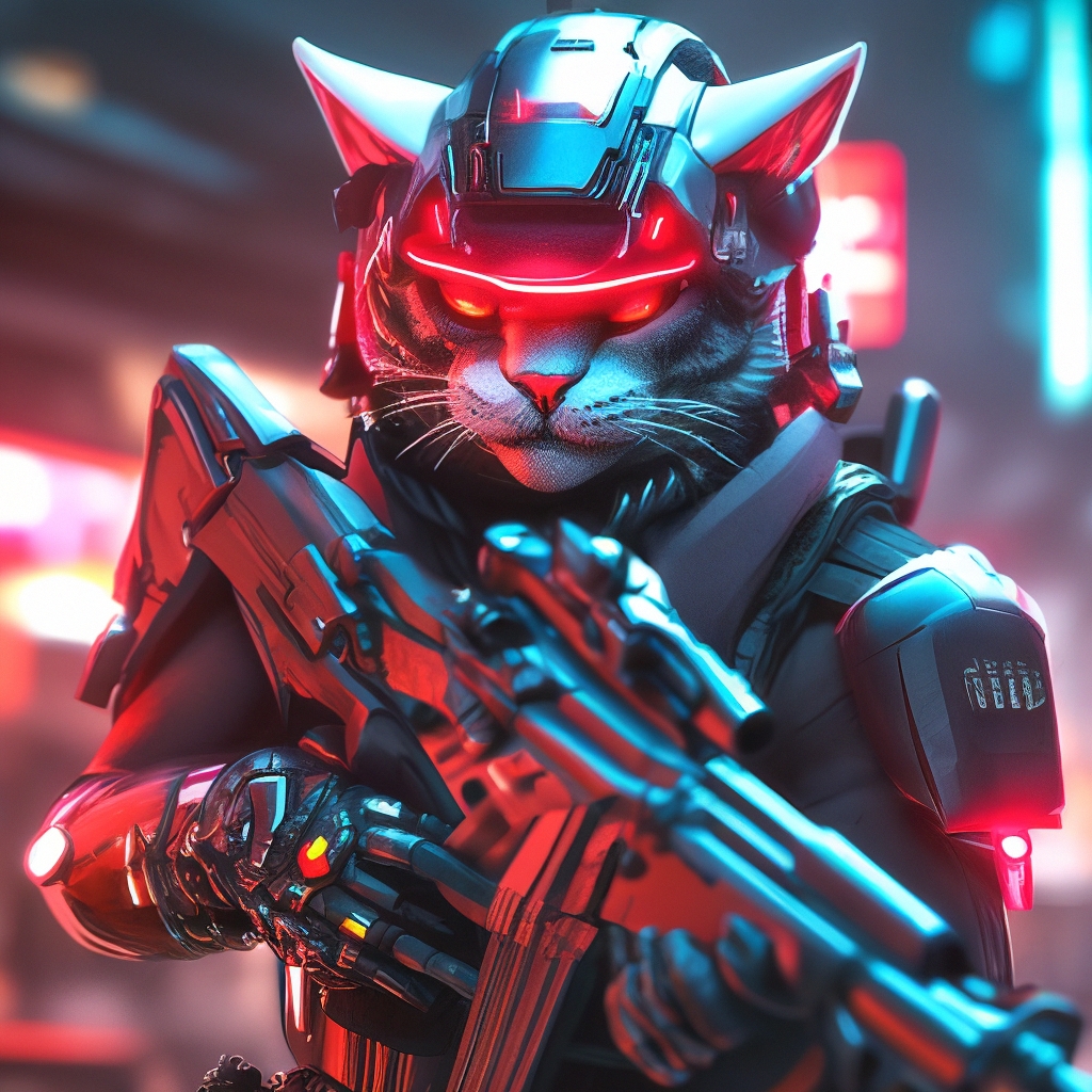 "Cyber cat stalker special forces with elite sniper weapons in their ...
