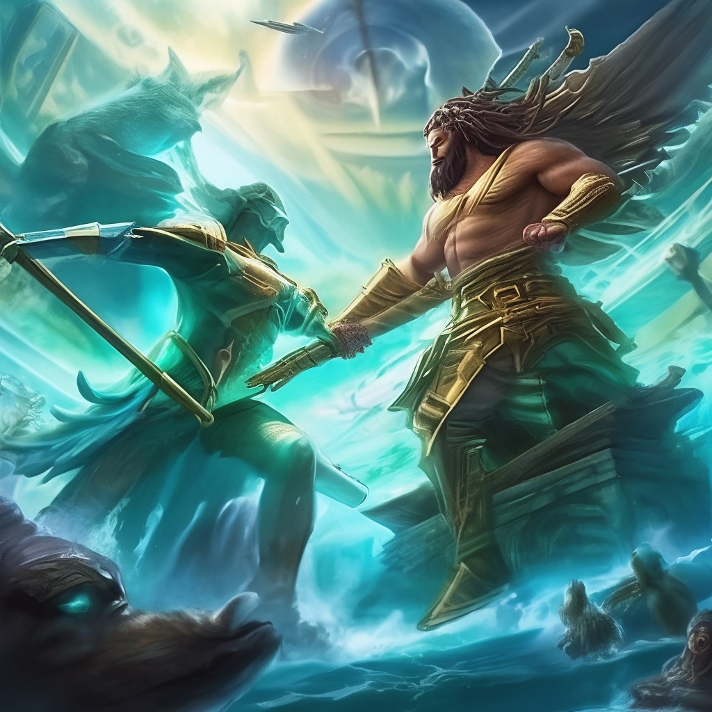 "Hyperborea vs. Atlantis" — image created in Shedevrum