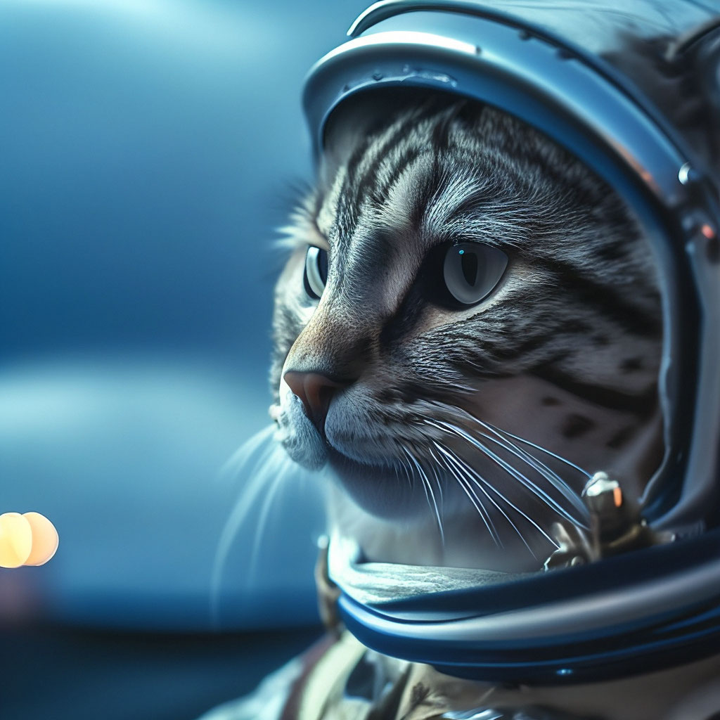 "Soviet cosmonaut cat, portrait, realistic quality" — image created in ...
