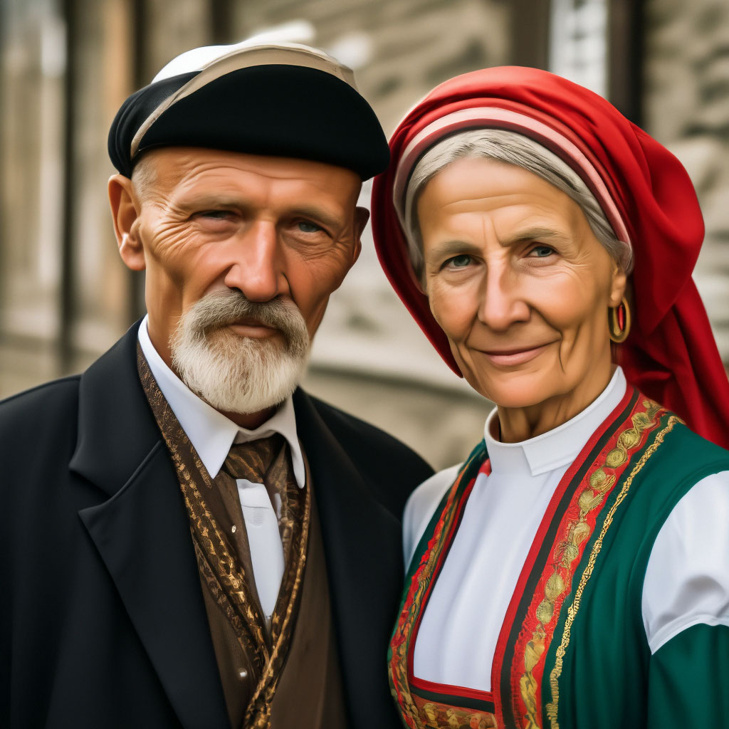 "Russian Russians of the Volga region, an old woman and a man, with ...
