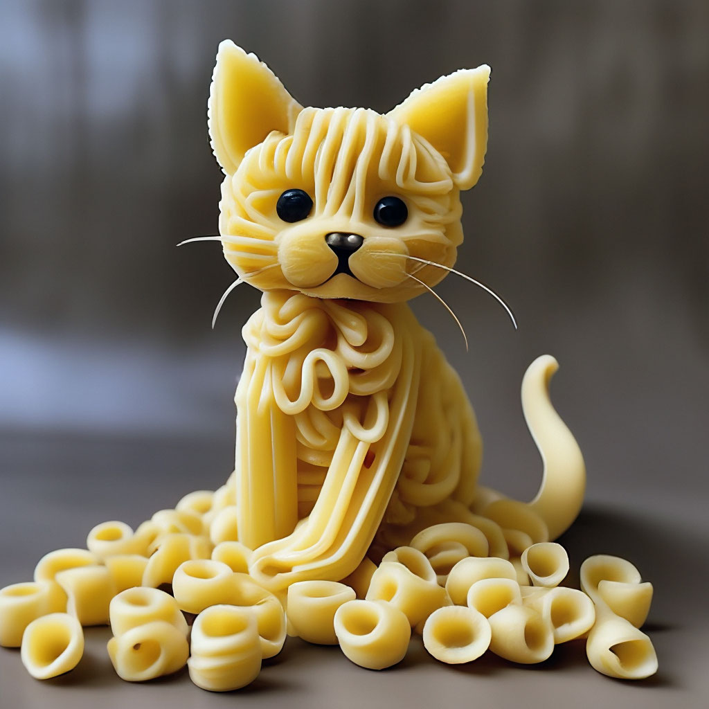 "A kitten made of pasta." — image created in Shedevrum