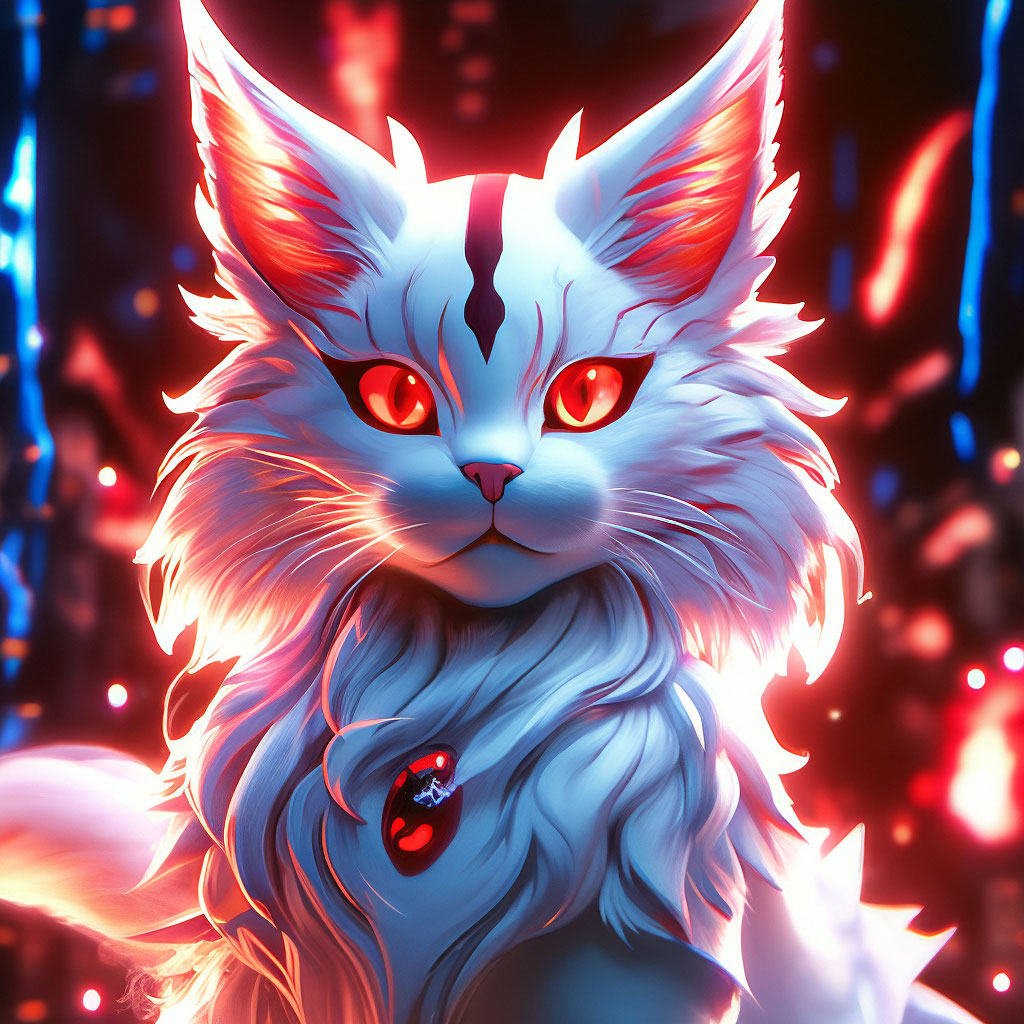 "Maine coon cat in anime style, megarealism, high detail, atomic ...