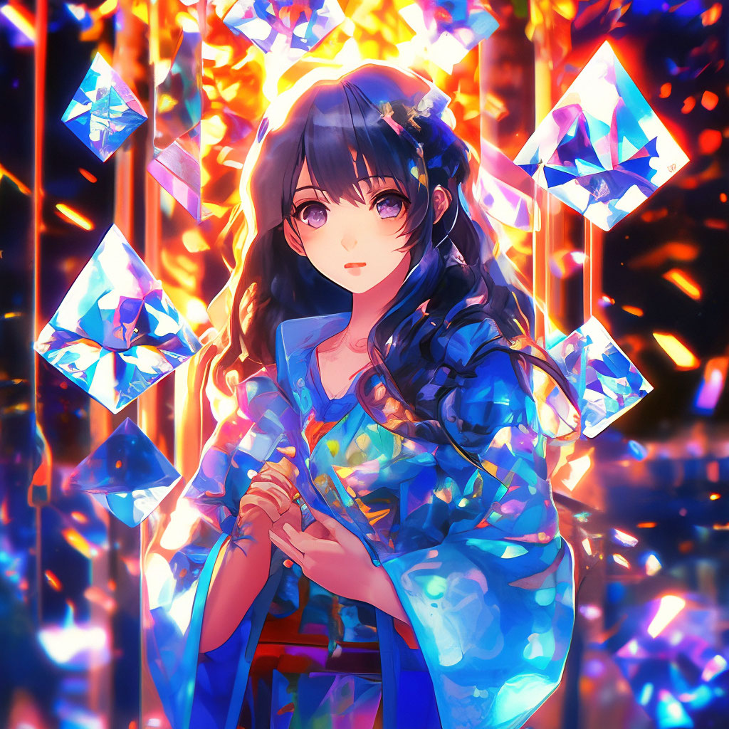 "Crystals, diamond , Anime art, Japanese style, aesthetically pleasing ...