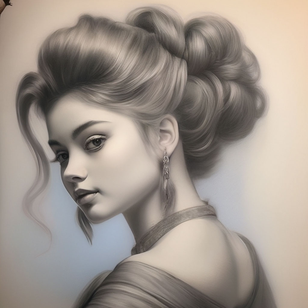 "Delicate finely drawn pencil drawing of a beautiful girl charming face ...