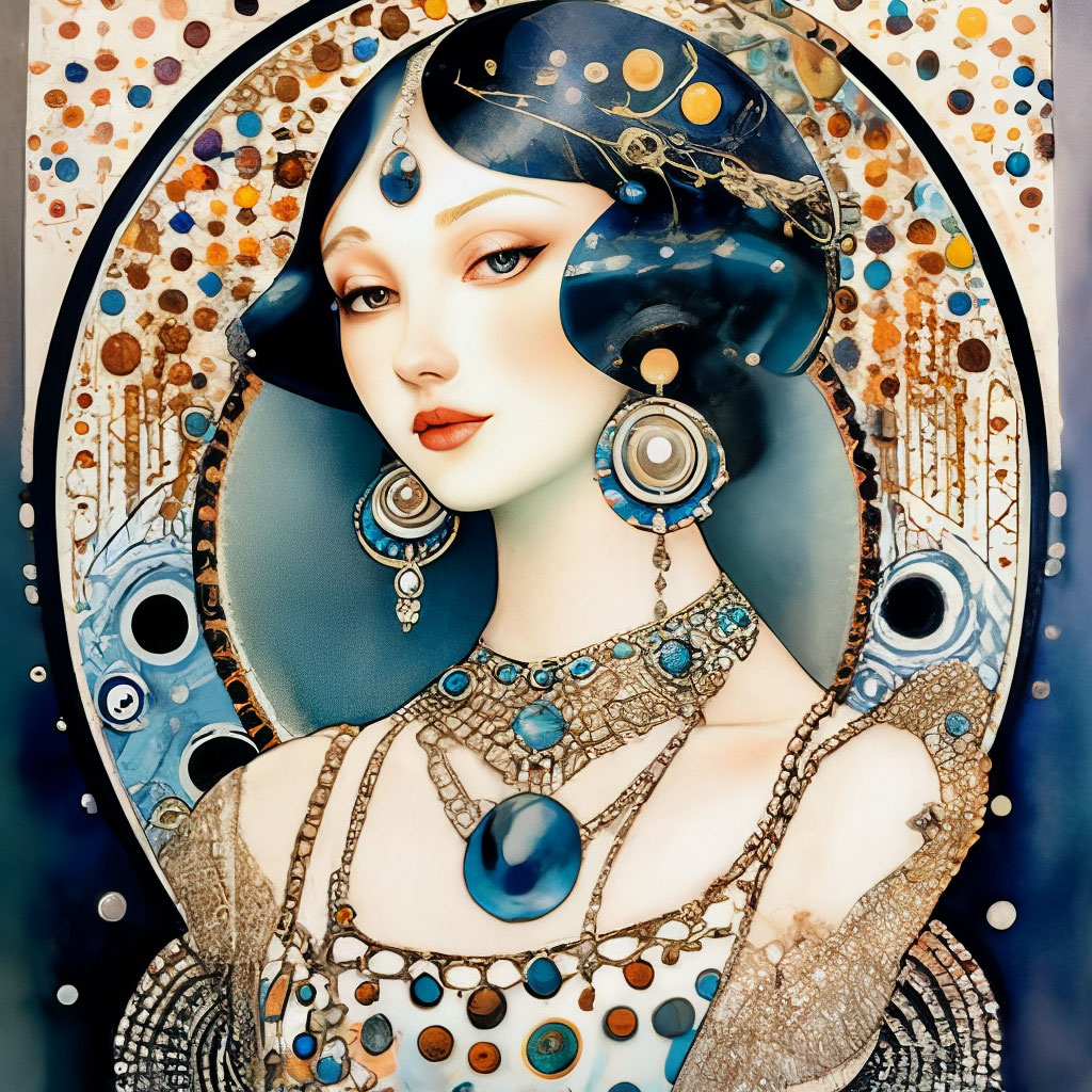 "The cover of the magazine. sweet lady,art nouveau dot art, fashion ...
