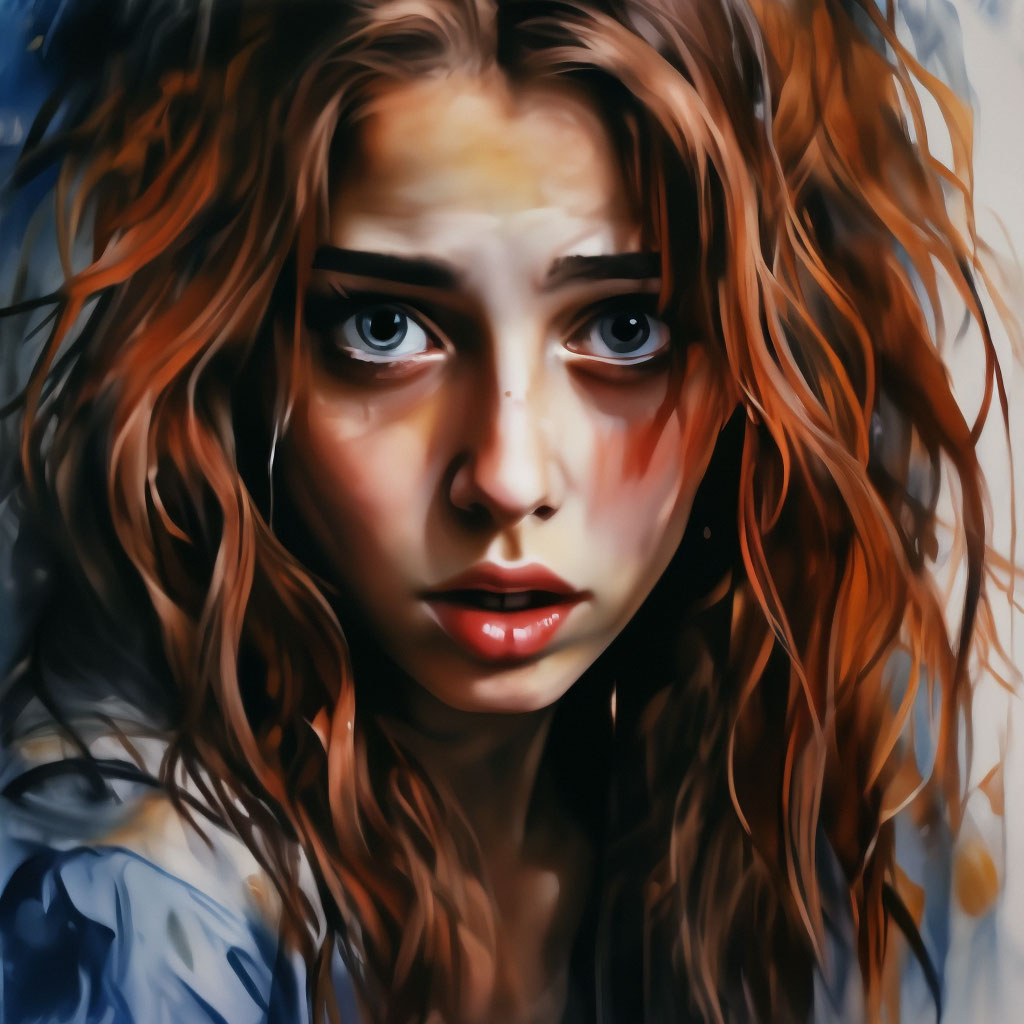 "Emotion fear girl , watercolor" — image created in Shedevrum