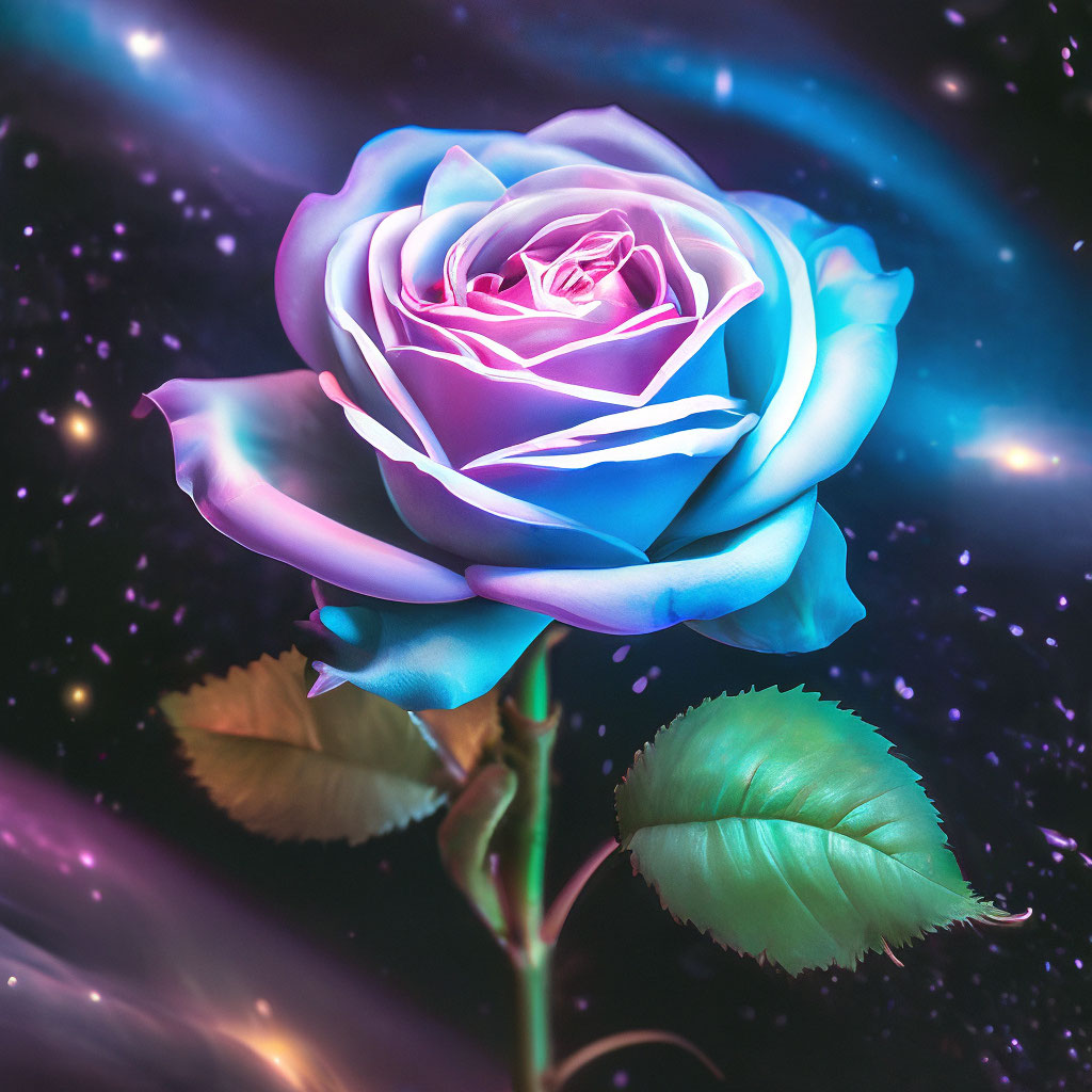 "A rose with the Aurora borealis depicted inside" — image created in ...