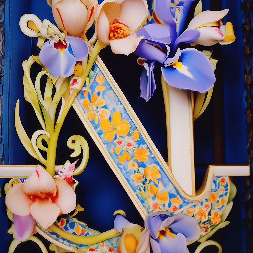 "Letter And of the Russian alphabet, made of stylized iris flowers ...