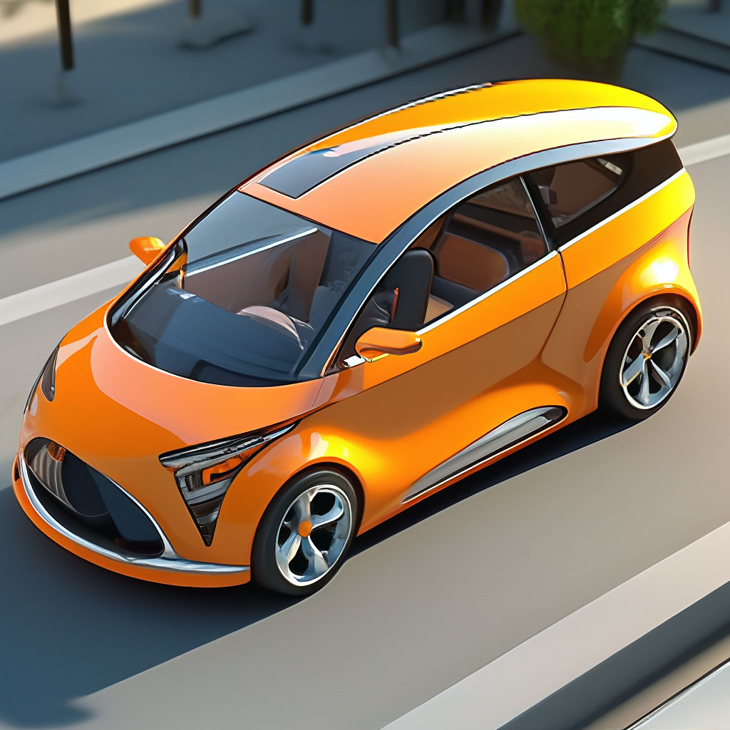 "Sports coupe-minivan, bright orange body color, single-volume, wedge ...