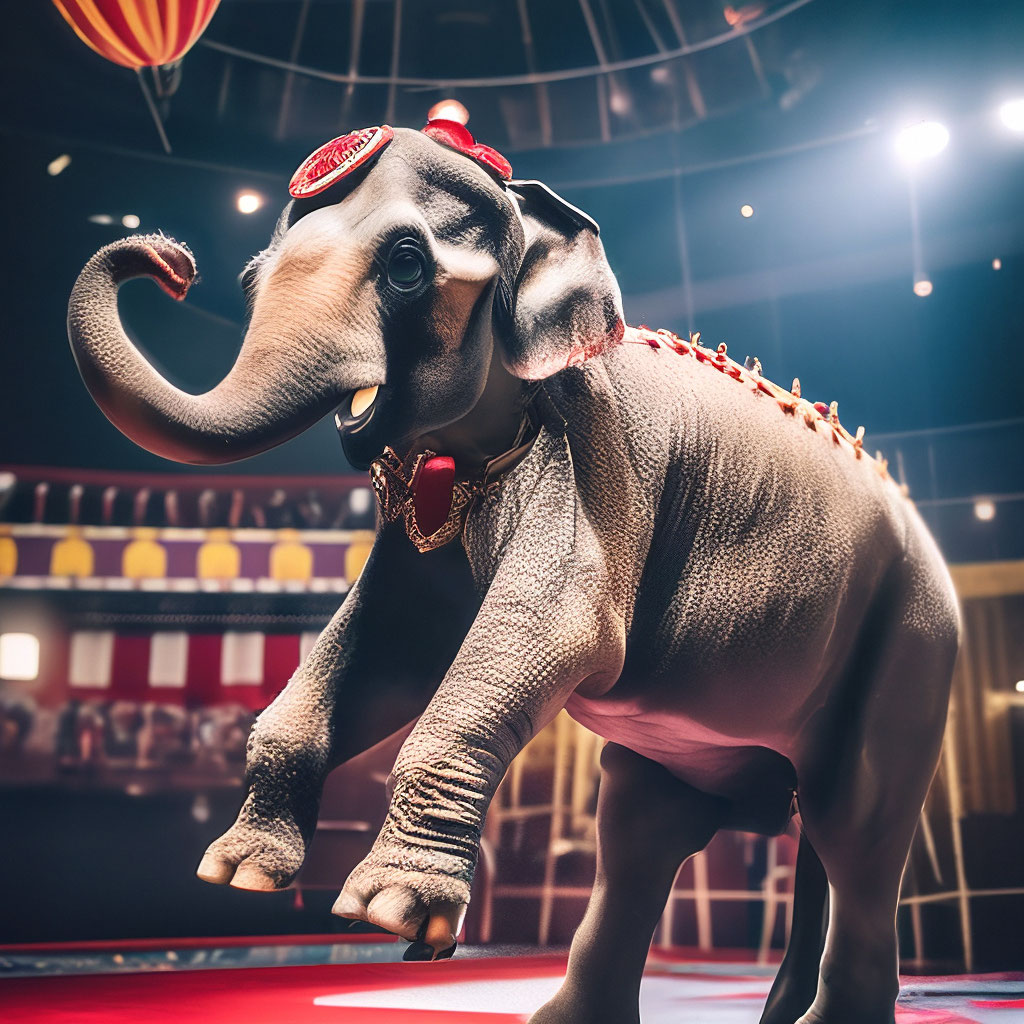 "Adrenaline tricks of circus animals, high detail, high resolution ...
