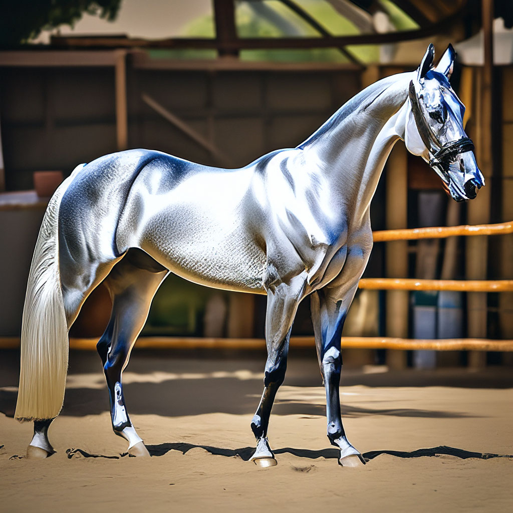 "Silver akhal - Teke stallion" — image created in Shedevrum