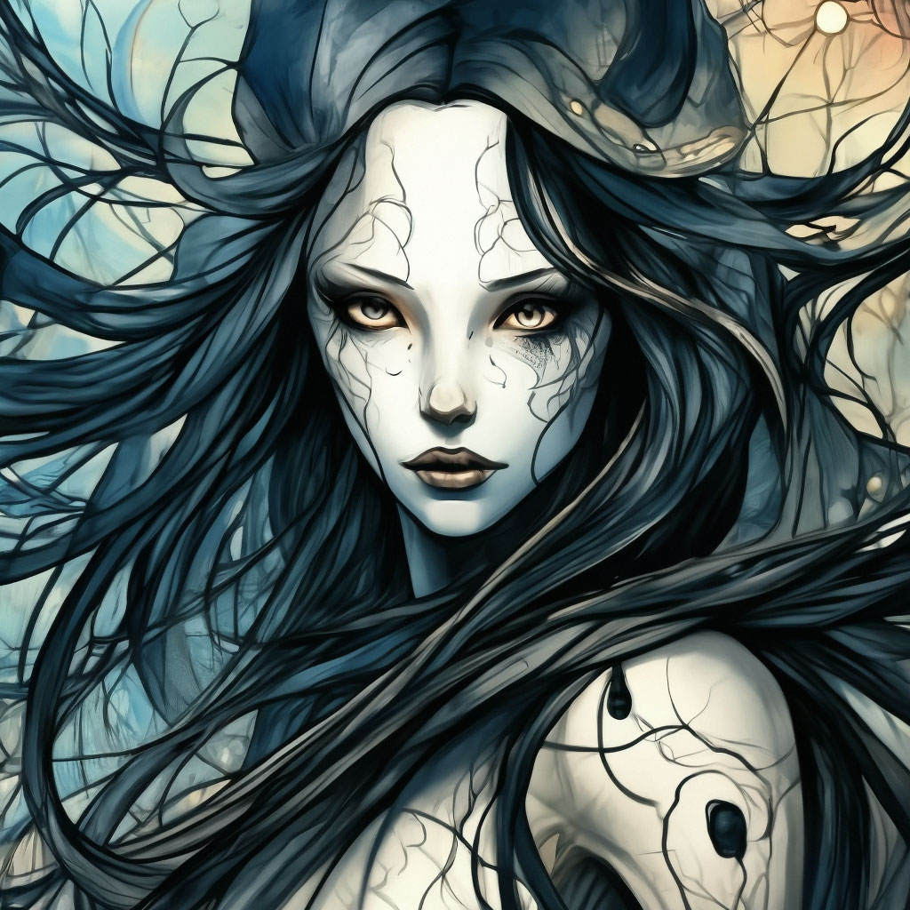 "Watercolor, black-gilt ink, ink drawing, 4k, strange alien space ...