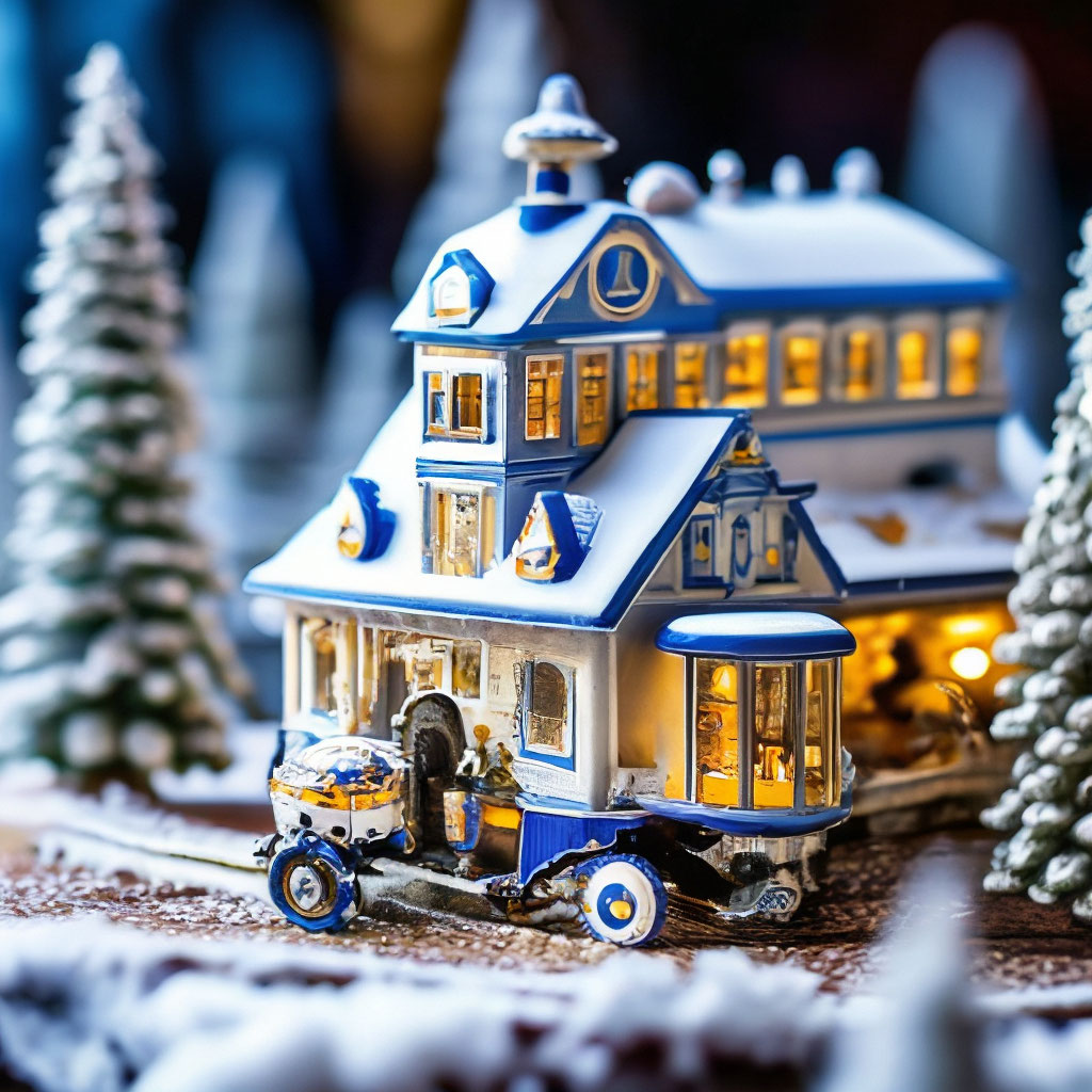 "Porcelain milkman, winter landscape on milkman , pine trees, snow ...