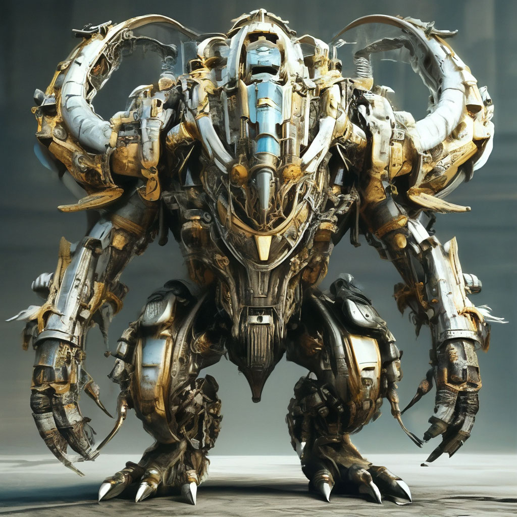 "Ancient mechanical monster fantasy maximum detail" — image created in ...