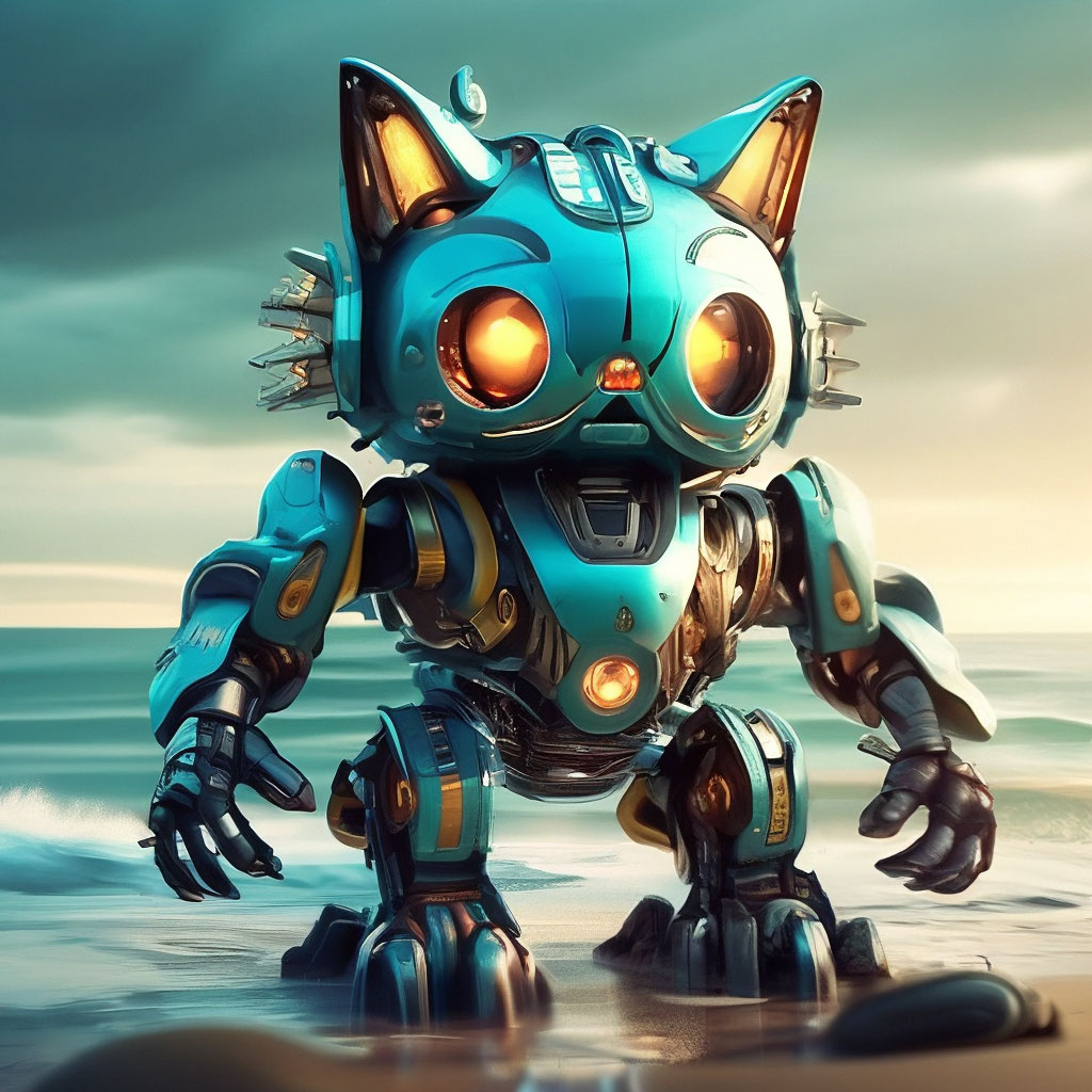"Cat sea monster robot" — image created in Shedevrum