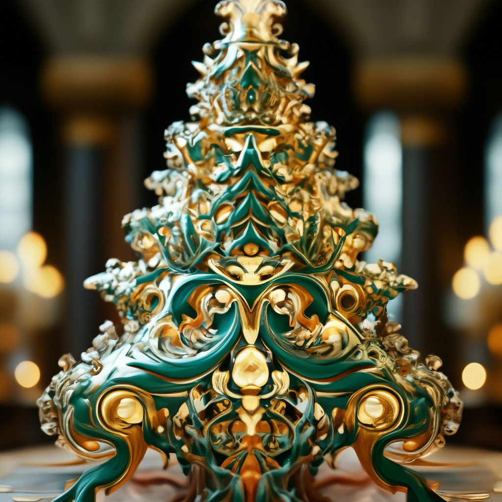 "Christmas tree, quantum fractal of water, intricacy of shapes, ornate ...