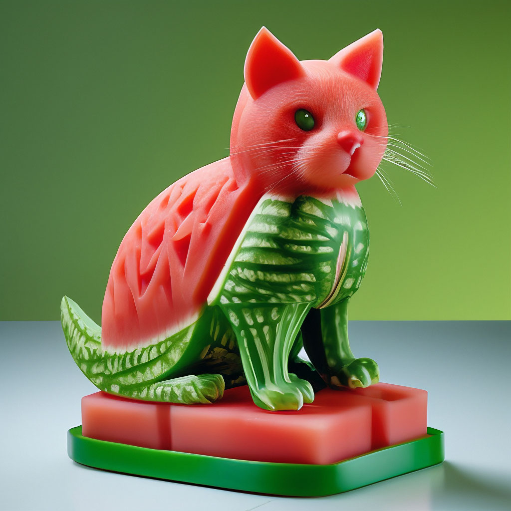 "Imagine a remarkable sculpture made entirely of vibrant watermelon ...