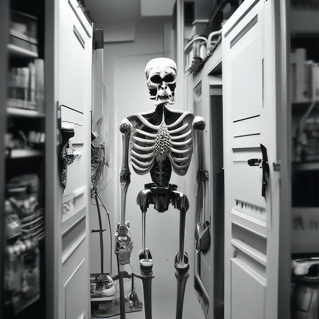 "The skeleton in the closet" — image created in Shedevrum