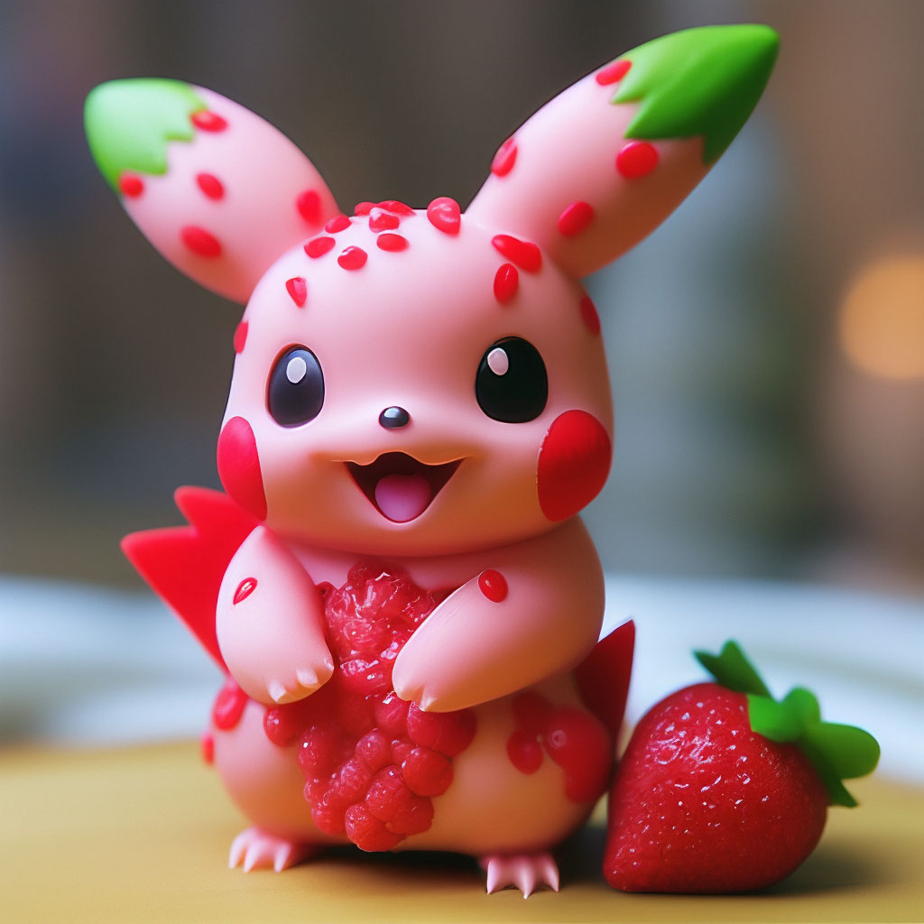 "Cute strawberry pikachu is hyperalistic" — image created in Shedevrum
