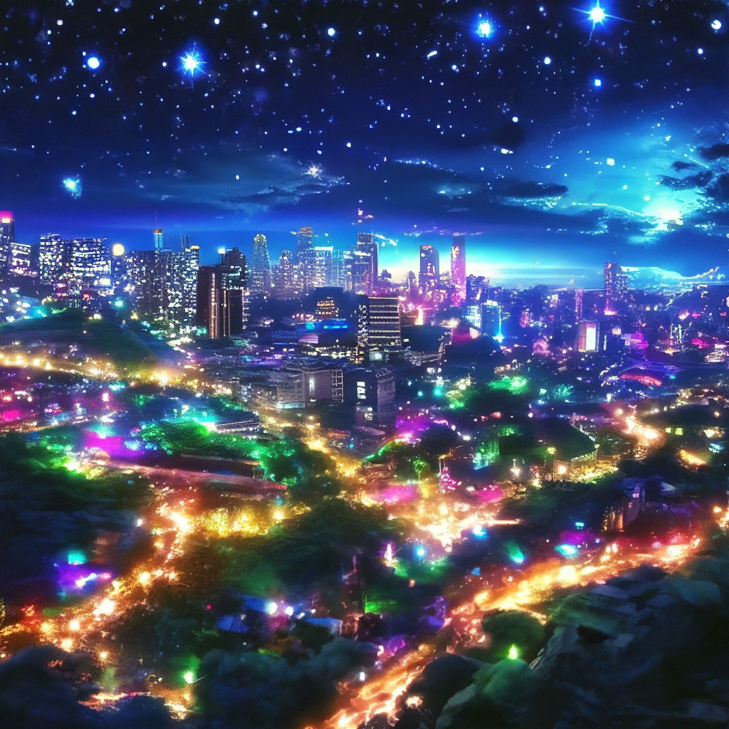 "Night city lights, rhinestones, sequins, neon,jungle, night, moonlight ...