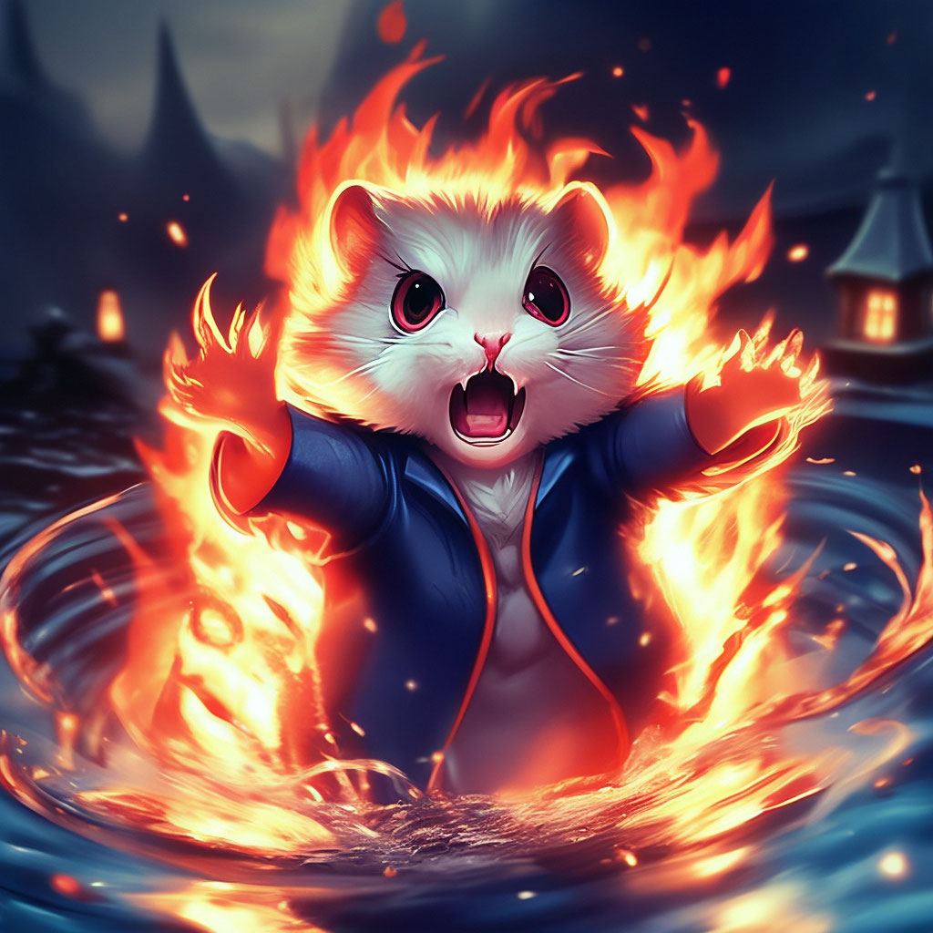 "Angry vampire hamster water fire" — image created in Shedevrum