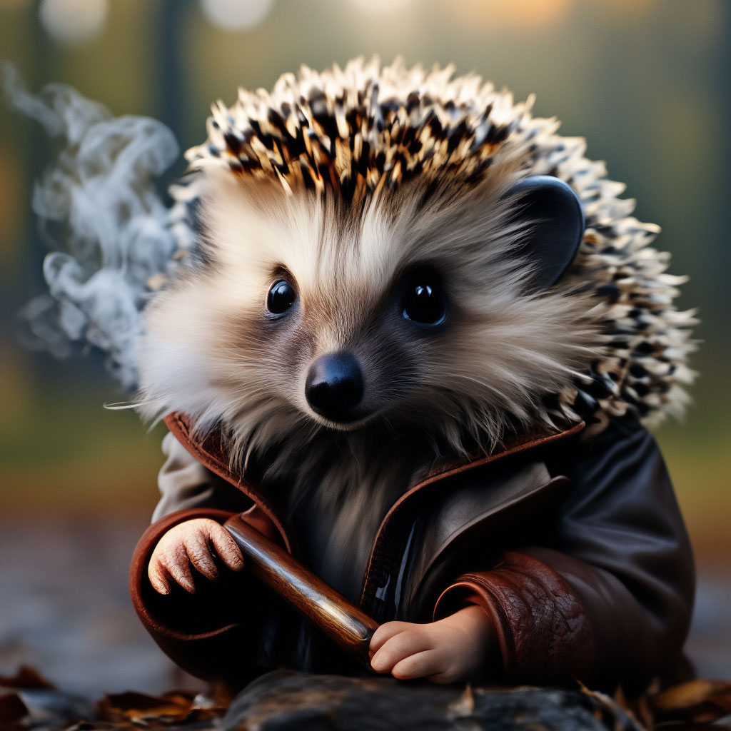 "Hedgehog smokes in the fog* happy hedgehog day, beautiful, high detail ...