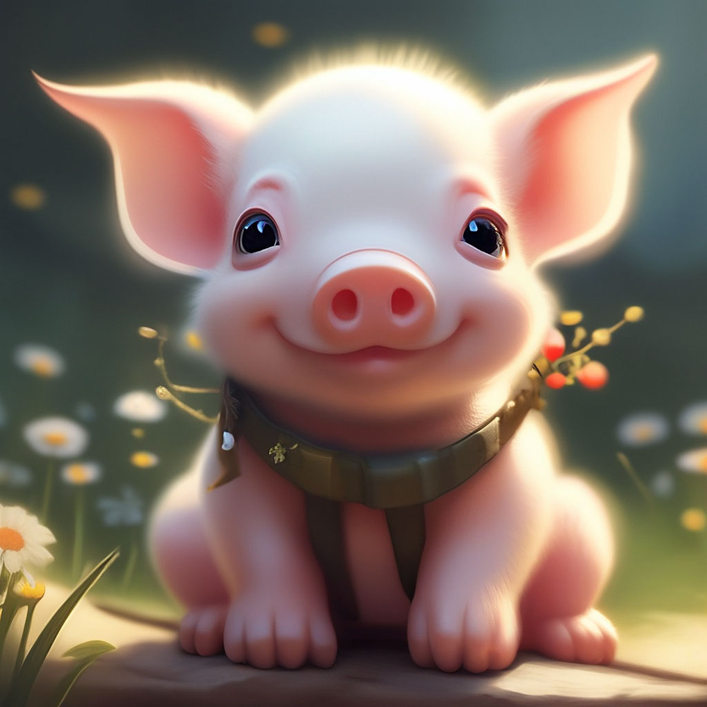 "A very cute little pig" — image created in Shedevrum
