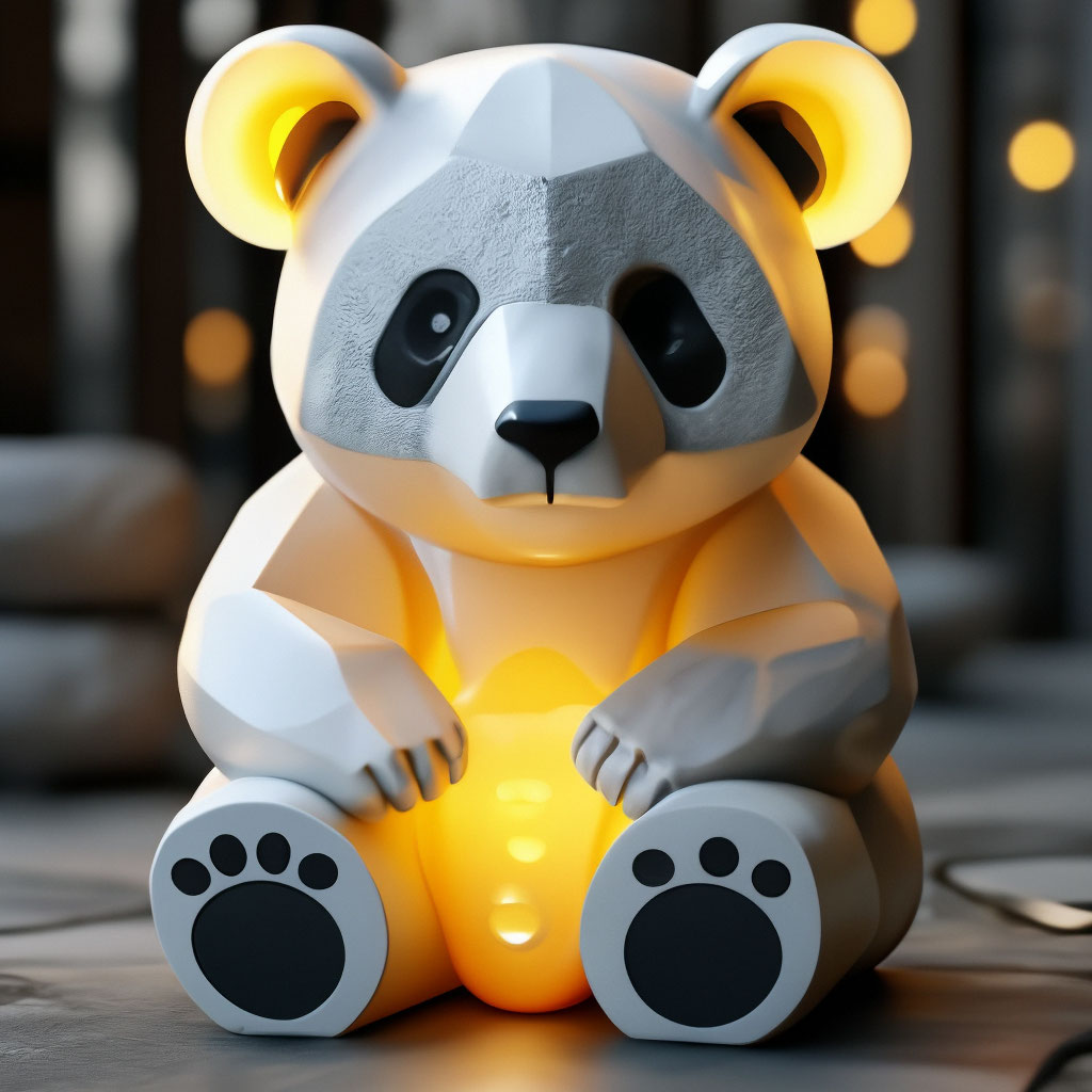 "🐼 figure made of concrete, 3D, amber and white opal, hyperrealism ...