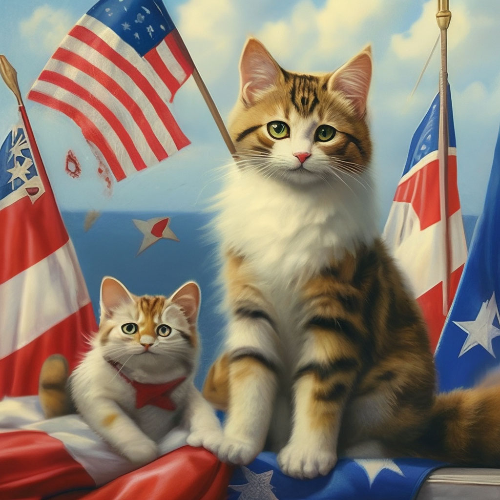 "Cats with flags" — image created in Shedevrum