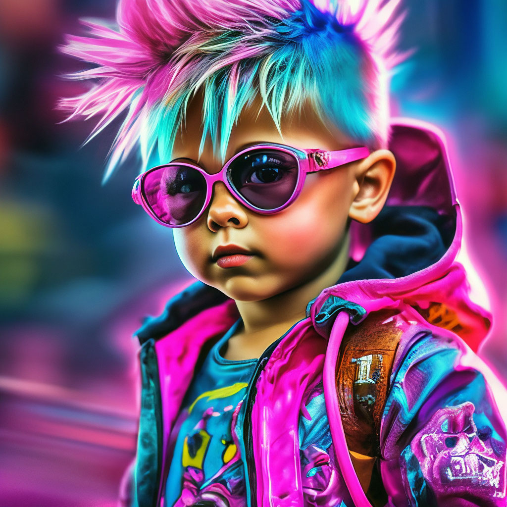 ""Child 5 years old punk, drawing,detailed drawing,professional photo ...