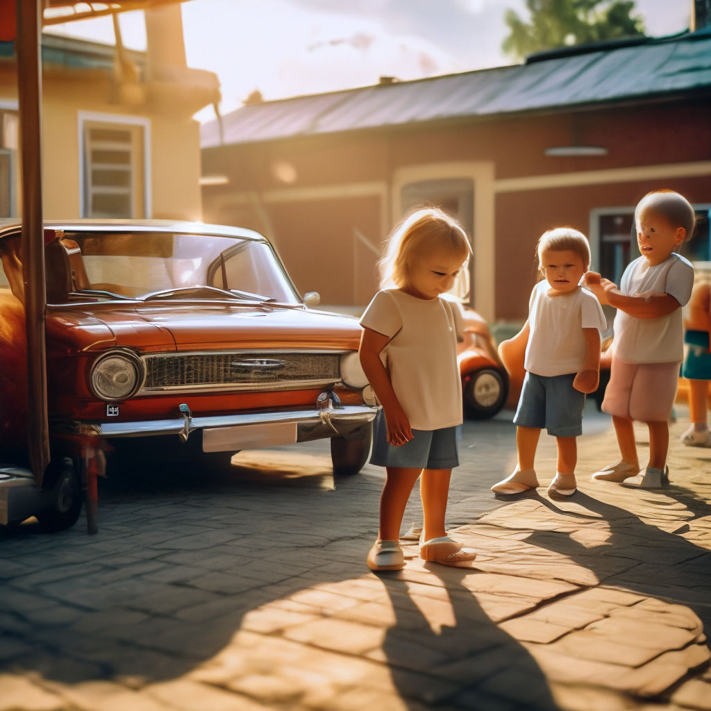 "Nostalgia for childhood. Children play with small knives in the ...