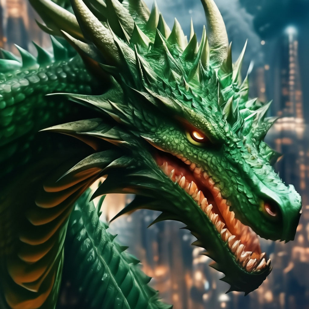 "Sketch, epic, fabulous, space,huge green dragon, hyperrealism ...