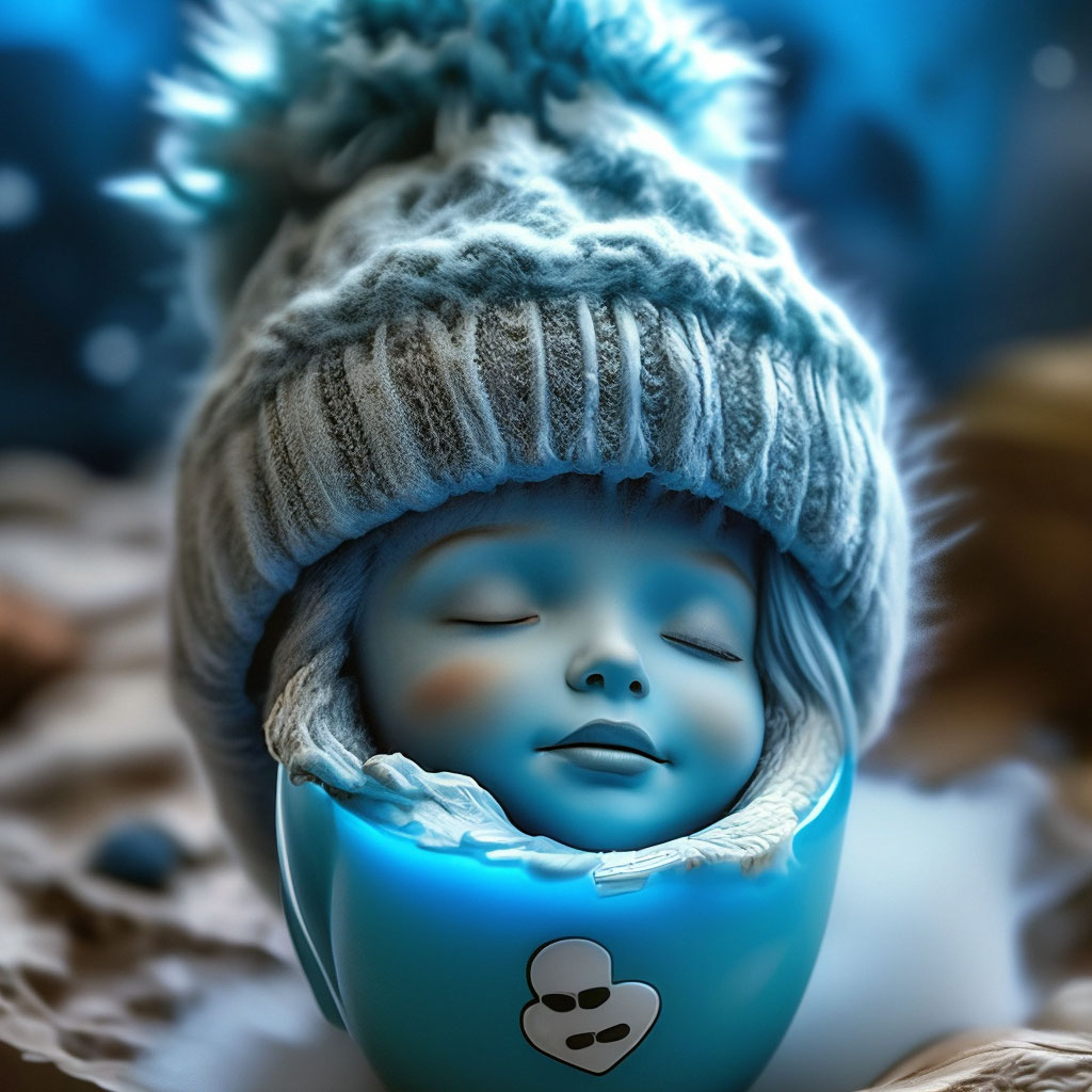 "Face close-up, realistic, texture detailing, shimmering blue dust ...